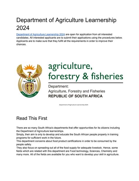 Department Of Agriculture Learnership 2024 By Tshamano Mudau Issuu