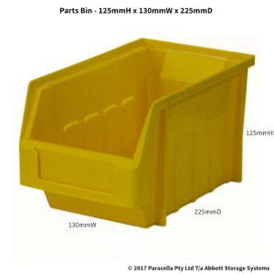 Yellow Parts Bin Metro 130w X 220d X 125h Abbott Storage Systems