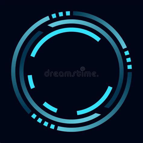 Hud Round Frame Or Border Sci Fi Circular Neon Element For Digital Ui Game Interface