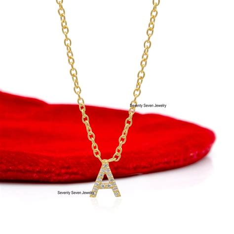 Gold Plated Gemstone Initial Pendant Moissanite Initial Pendant Cute