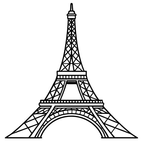 아이들을 위한 에펠탑 컬러링 페이지 에펠탑 라인 아트 터 일러스트레이션 프리미엄 Ai 생성 벡터
