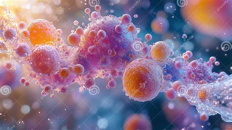 Diverse Neuro Map Showcasing Vibrant Cellular Structures And Interactions Stock Image Image Of