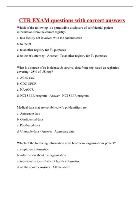 Ctr Exam Questions With Correct Answers Ctr Stuvia Us