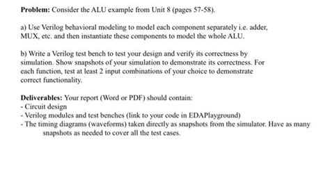 Solved Problem Consider The Alu Example From Unit 8 Pages