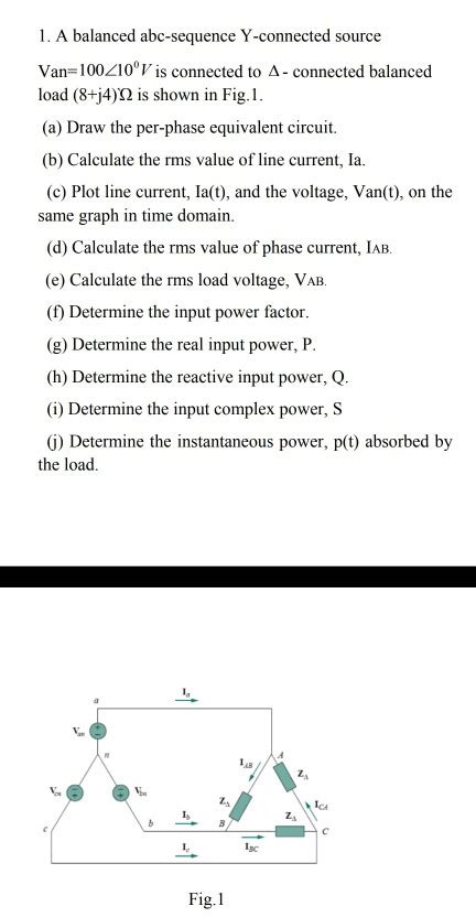 Solved 1 A Balanced Abc Sequence Y Connected Source