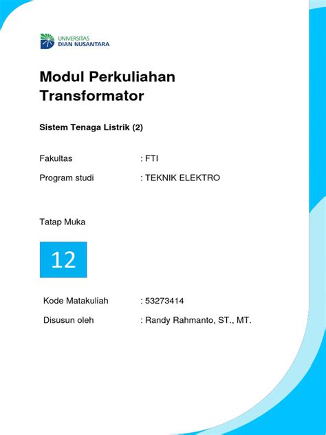 Modul 12 Transformator Pdf Komputer Teknologi And Rekayasa