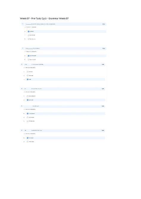 Week Pre Task Quiz Grammar Week Week Quiz Grammar Week An Award For Being