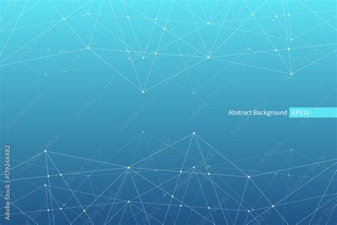 Abstract Vector Triangle Pattern Blue White Geometric Polygonal Network Background Molecular