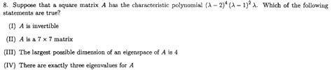 Linear Algebra Information From A Characteristic Polynomial