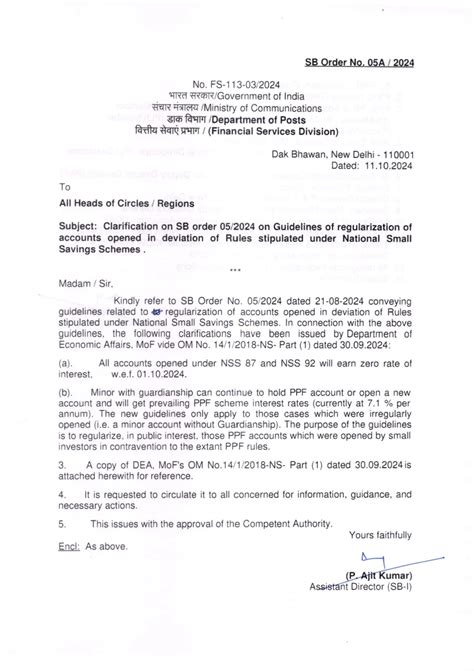 Regularization Of Accounts Opened In Deviation To Rules Stipulated Under National Small Savings