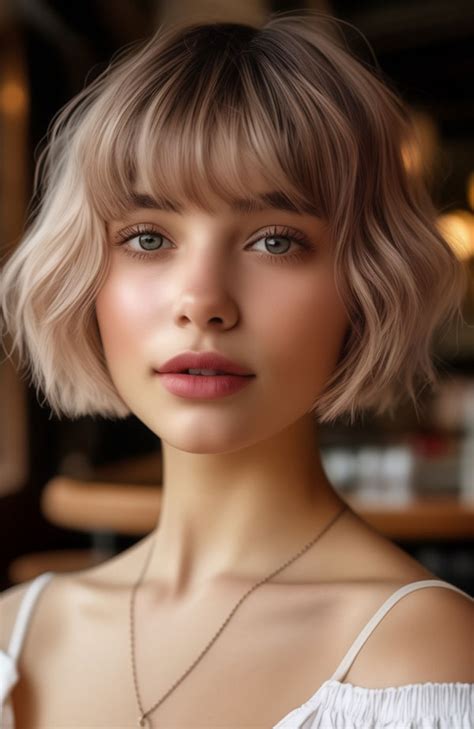 35 French Bob Haircuts Blonde Wavy French Bob With Full Bangs