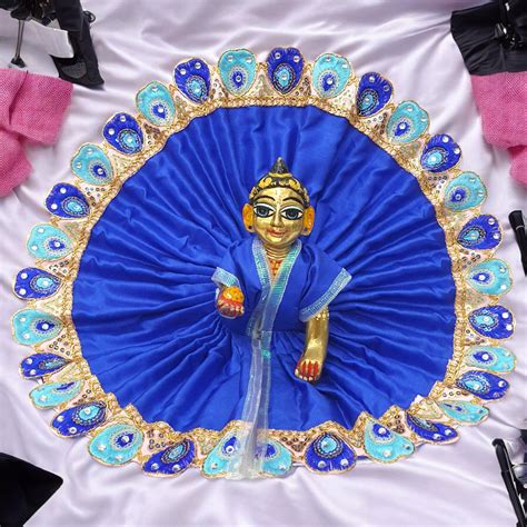 Silk Poshak With Cut Work Lace In Dark Colors For God Idol