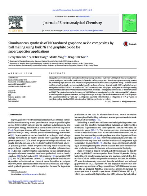 Pdf Simultaneous Synthesis Of Nioreduced Graphene Oxide Composites By Ball Milling Using Bulk