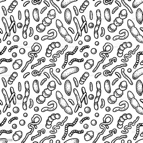 미생물 원활한 패턴입니다 스케치 스타일의 과학 벡터 그림 낙서 배경 과학에 대한 스톡 벡터 아트 및 기타 이미지 과학 낙서
