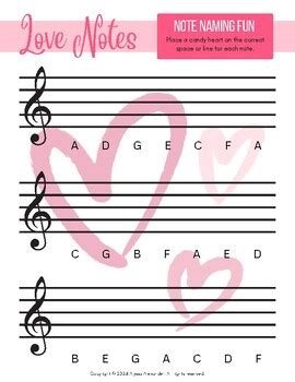 Love Notes Note Naming Fun By Alyssa Alexander Music Resources TPT