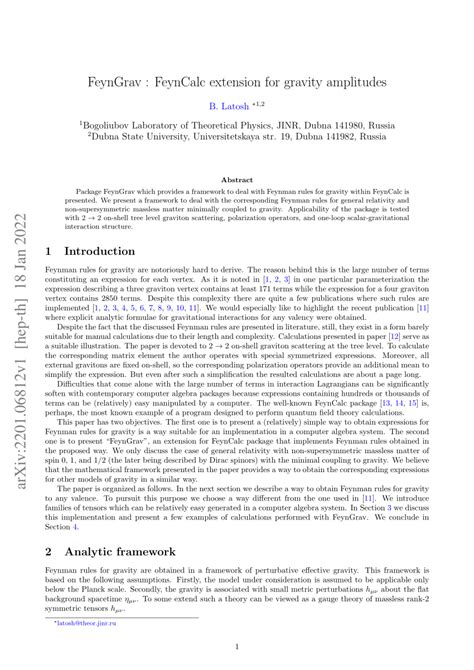 Pdf Feyngrav Feyncalc Extension For Gravity Amplitudes