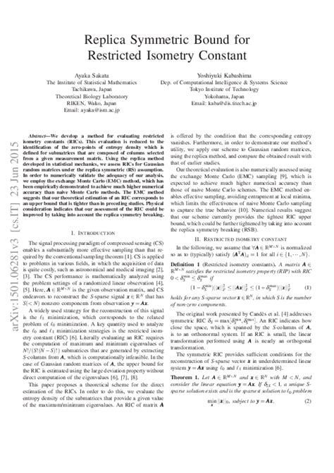 pdf replica symmetric bound for restricted isometry constant