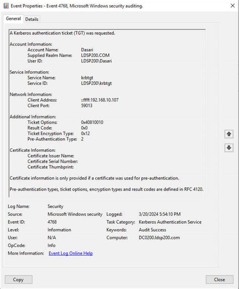 Windows Event Id 4768 For Kerberos Authentication