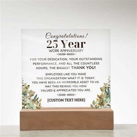 25 Years Of Service Work Anniversary Personalized Acrylic Plaque