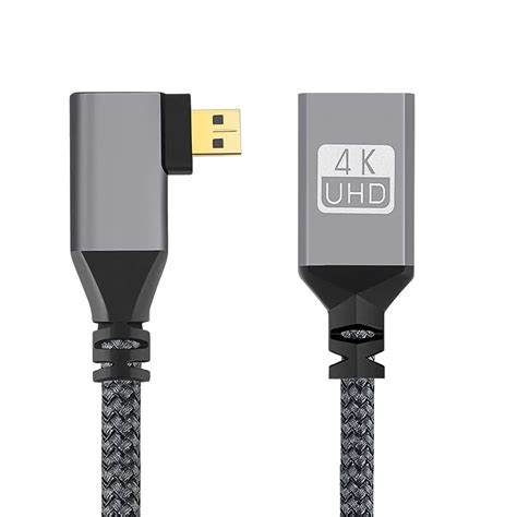 4kmicror Hdmif 0 2m 4k Right Angle Micro Hdmi Male To Standard Hdmi Female Cable