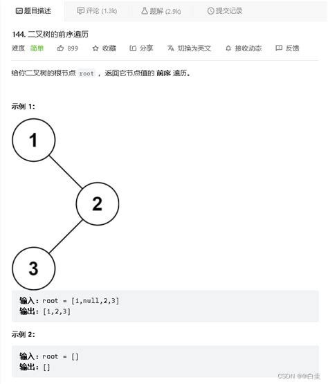 力扣刷题记录361 144 二叉树的前序遍历迭代实现 Csdn博客