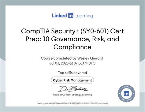 Comptia Security Sy0 601 Cert Prep 10 Governance Risk And