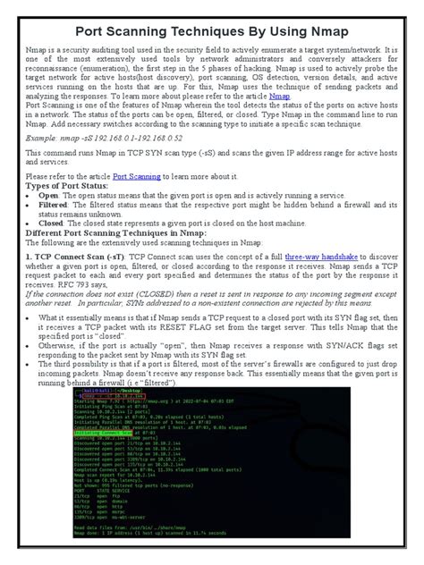 Port Scanning Techniques By Using Nmap Pdf Transmission Control