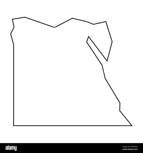 Egypt Country Thin Black Outline Silhouette Simplified Map Vector