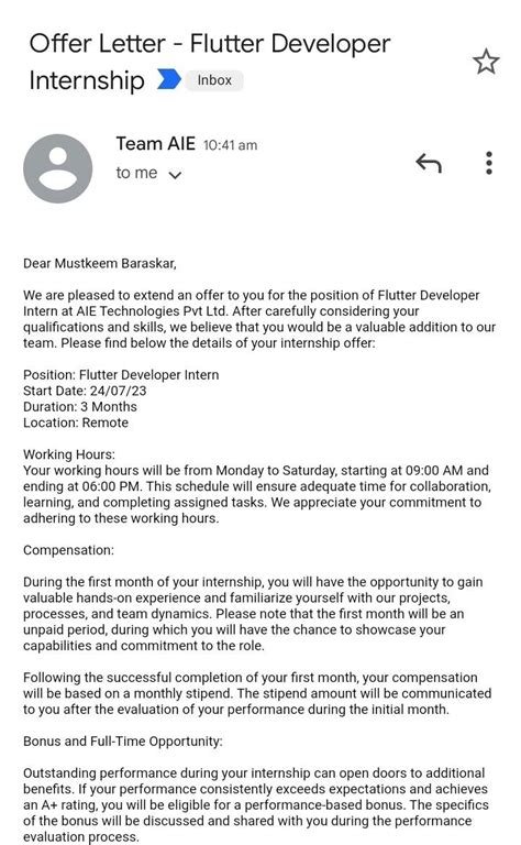 Mustkeem Baraskar On Linkedin Internship Flutterdeveloper Intern2023