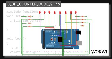 8 BIT COUNTER CODE 2 Ino Wokwi ESP32 STM32 Arduino Simulator