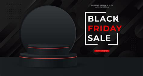 3d 현실적인 실린더 받침대 연단과 어두운 검은 색 배경에 검은 색과 금색 풍선을 날리는 블랙 프라이데이 판매 0명에 대한 스톡