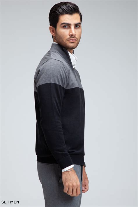 بافت نیم زیپ دو رنگ پوشاک مردانه ست من