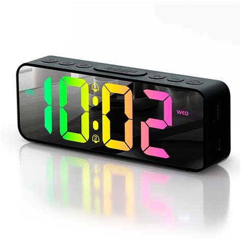 Годинник електронний настільний Losso Premium Multicolor з Led підсвічуванням чорний фото