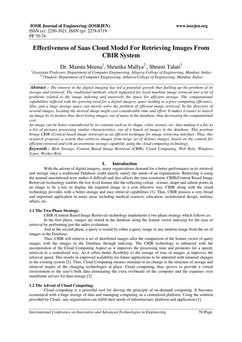 Pdf Effectiveness Of Saas Cloud Model For Retrieving Images From Cbir System