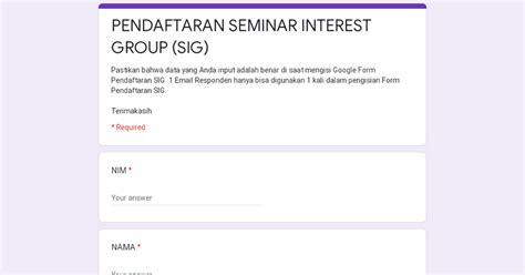 Contoh Google Form Pendaftaran Seminar 56 Koleksi Gambar