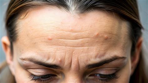 Close Up Of A Woman39s Forehead With Small Raised Bumps Premium Ai