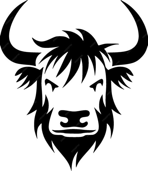 Premium Vector Highland Cow Black And White Vector Illustration