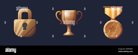 Game UI Assets Set Gaming User Interface Icons Collection Vector Illustration Stock Vector