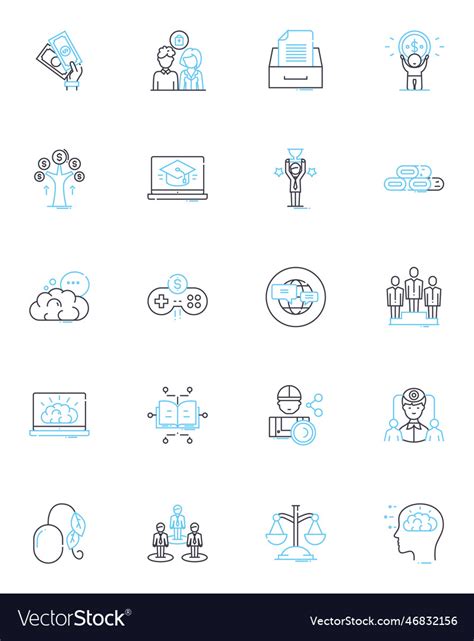 E Currency Linear Icons Set Bitcoin Royalty Free Vector