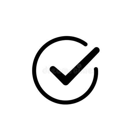 Black Check Mark Inside An Incomplete Circle On A White Background The Design Is Stock