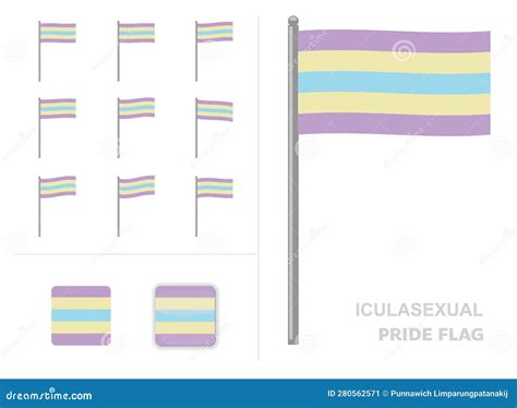 Iculasexual Pride Flag Waving Animation App Icon Vector Stock Vector