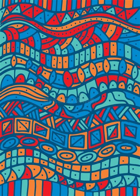 Hand Drawn Pattern With Wave Curl And Triangle Stock Vector