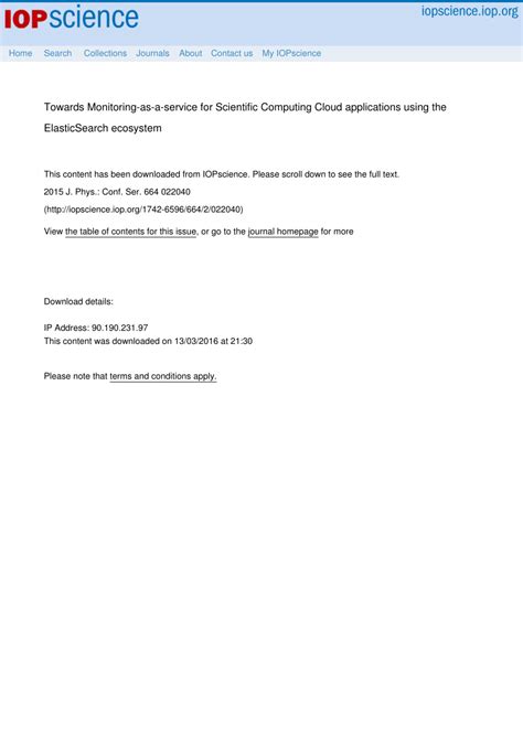 Pdf Towards Monitoring As A Service For Scientific Computing Cloud Applications Using The