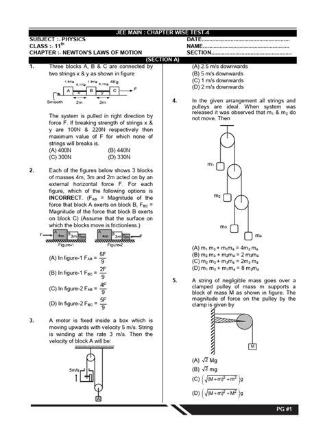 4 newton s laws of motion question pdf force mass