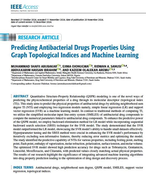 Ridwan Sanusi Phd On Linkedin Antibacterialdrugs Machinelearning Datascience