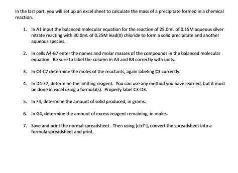 Solved Excel Electronic Spreadsheet Assignment Open Excel