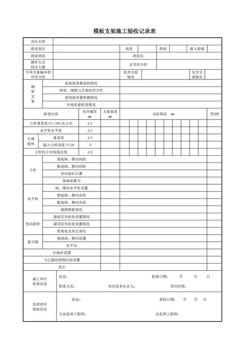 盘扣式脚手架施工验收表 完美解读了设计与搭设要点