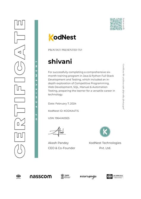 Shivani Vinnakota On Linkedin Fullstackjava Certification