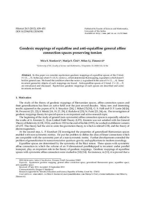 Pdf Geodesic Mappings Of Equiaffine And Anti Equiaffine General Affine Connection Spaces
