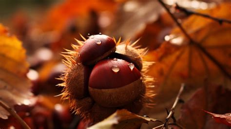 잎에 빗방울이 있는 나무에 있는 밤 가을의 미각 밤 고화질 사진 사진 머리 배경 일러스트 및 사진 무료 다운로드 Pngtree